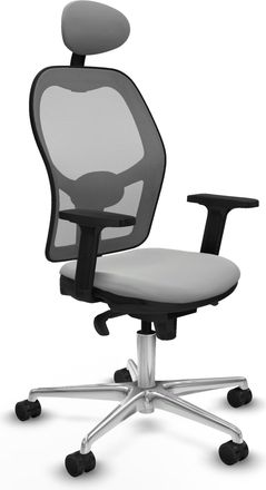 Piqueras y Crespo Hellgrauer Chorquera Stuhl mit 2D-Armlehnen, h&ouml;henverstellbarer Lendenwirbelst&uuml;tze und festem Kopfteil, ausgestattet mit 5 Positionen und eingespritzt