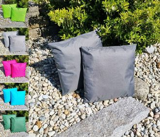 JACK 1x 45x45cm Outdoor Lounge Kissen Dekokissen inkl. Füllung Wasserabweisend Sitzkissen Garten Stuhl Lotus Effekt, Farbe:Anthrazit