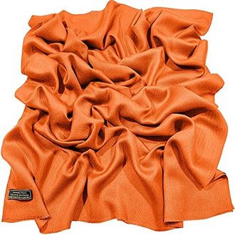 CJ Apparel Orange Echarpe de Pashmina en Châle Népalaise Solide Couleur Unie Conception Wrap Étole