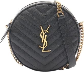 Saint Laurent Sac bandouli&egrave;re en cuir &agrave; monogramme vinyle Pre-owned - Femme - Pre-owned - Noir - Taille: ONE Size