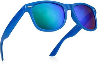 Miobo Lunettes de soleil r&eacute;tro miroir Nerd Unisexe Style Club UV400, Bleu Cara&iuml;bes, XS