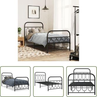 vidaXL Metallbett - Bettgestell mit Kopf- und Fu&szlig;teil Metall Schwarz 80x200 cm