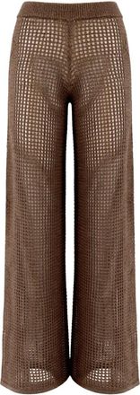 MC2 Saint Barth Femme, Pantalons, Brun, Taille: 38 FR Pantalon large en maille crochet&eacute;e