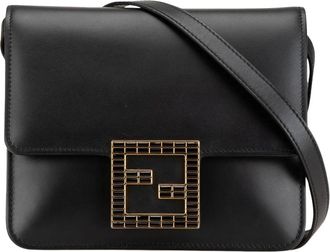Fendi Sac bandouli&egrave;re Pre-owned en cuir orn&eacute; de cristaux Fab - Femme - Pre-owned - Noir - Taille: ONE Size