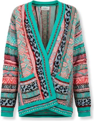 Laneus Femme, Pulls, Multicolore, Taille: 40 FR Cardigan Over Jacquard Multifilo