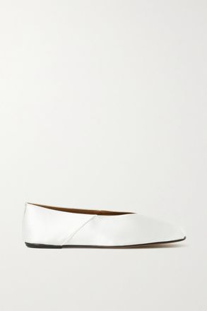 The Row Ballerinas Aus Satin - Elfenbein