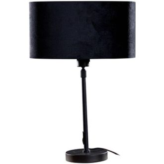 QAZQA Tischleuchte Schwarz mit ovalem Samt-Schirm Schwarz 35cm - Parte