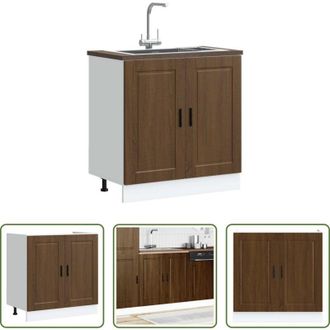 vidaXL K&uuml;chenm&ouml;bel - Sp&uuml;lenunterschrank Porto Braun Eichen-Optik 80x46x81,5 cm