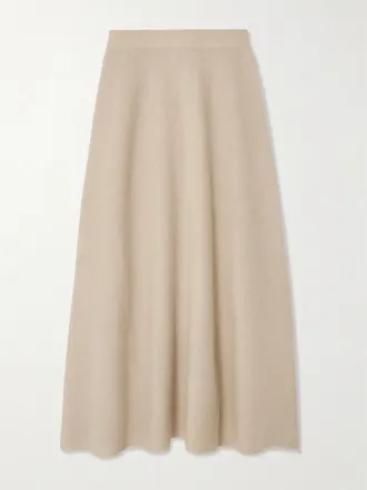 Max Mara Jupe Longue En Laine Et Cachemire Mélangés Giberna - Neutres