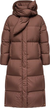 Moncler Moncler Ornement Hooded Long Down Jacket, Women, Brown, Size: 00