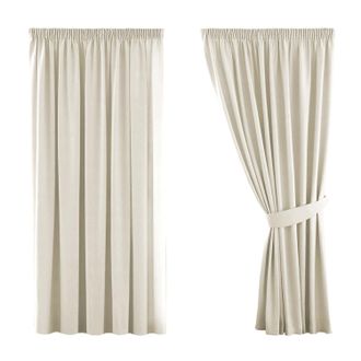 H.VERSAILTEX Gardine blickdichte, Hellgrau/Beige VerdunkelungsGardine mit Kr&auml;uselband, Energiespar & W&auml;rmeisolierend, 2 St&uuml;ck 137 cm x 116 cm (H x B), 2er-Set