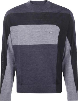 Emporio Armani Homme, Pulls, Multicolore, Taille: 2XL Pull en Tricot Colorblock &agrave; Manches Longues