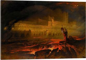 Posterlounge Pandemonium Acrylglasbild von John Martin 100 x 70 cm Rot Wandbilder Wanddeko