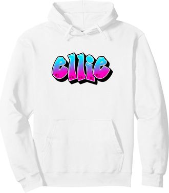 BDAZ Ellie Graffiti Personalisierter Name Blau Rosa Frauen M&auml;dchen Pullover Hoodie