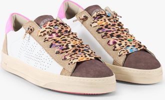 P448 Baskets &agrave; d&eacute;tails color&eacute;s en cuir