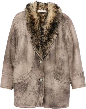 A.N.G.E.L.O. Vintage Cult manteau à col en fourrure artificielle (années 1980) - Tons neutres