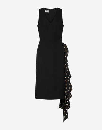 Moschino Robe diagonale en laine mélangée Polka Dots - Noir
