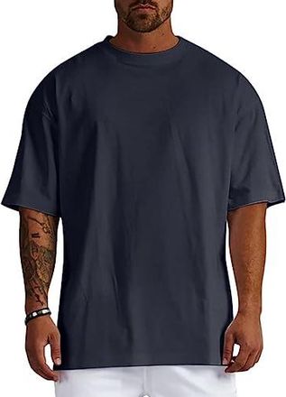 TOMWELL T-Shirt Homme Oversize à Col Rond Manches Courtes Basique Los Angeles Imprimé Sweatshirt Coton Manche Courte Tee Tops Ete Basic Shirt Crew Neck Vintag