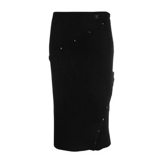 Courr&egrave;ges Schwarzer gerippter Midirock - - Skirts - Damen - Schwarzk - S