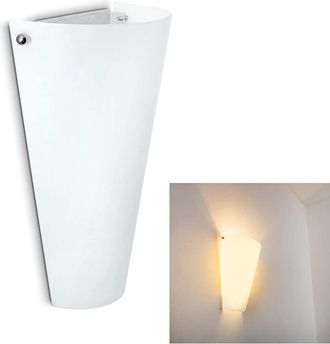 HOFSTEIN Wandleuchte Zera aus Metall/Glas in weiß, moderne Wandlampe mit Up & Down-Effekt, 1 x E27, Innenwandleuchte mit Lichteffekt, ohne Leuchtmittel
