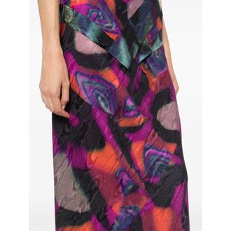 Dries Van Noten Abstract Print Viscose Skirt - Purple