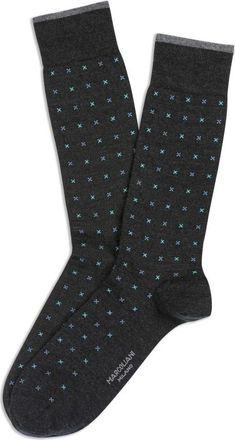 Marcoliani Homme, Sous-v&ecirc;tements, Multicolore, Taille: ONE Size Chaussettes hautes en laine m&eacute;rinos &agrave; micro-motif