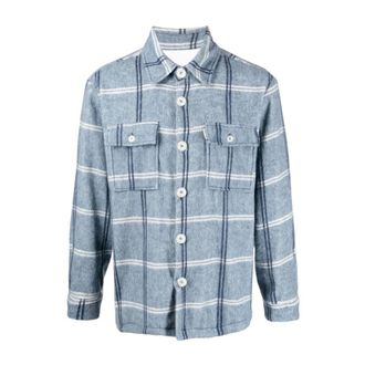 Family Fir$t Milano Family First, Homme, Chemises, Bleu, Taille: S Chemise &agrave; carreaux bleu clair en flanelle