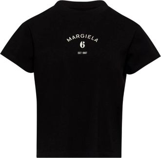 Maison Margiela Femme, Tops, Noir, Taille: 40 FR T-Shirt Imprim&eacute; &agrave; Col Rond