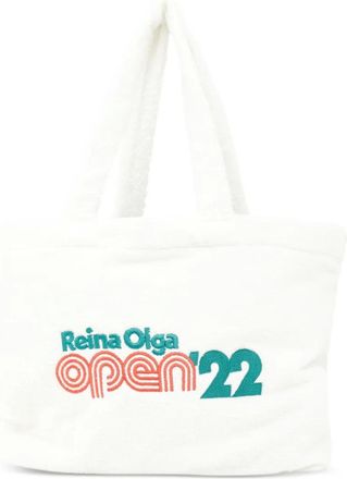 Reina Olga Strandtasche mit Logo-Stickerei - Weiß