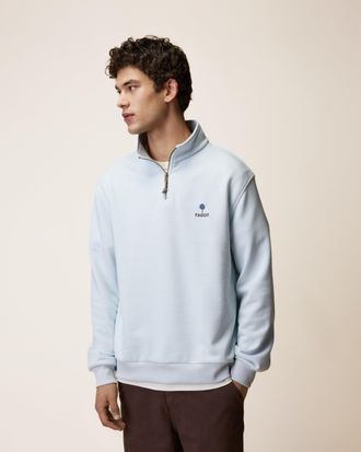 Faguo Sweat zipp&eacute; bleu clair coton bio