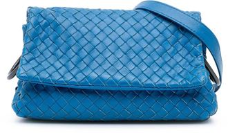 Bottega Veneta Hobo Bags - Nappa Intrecciato Flap Crossbody - Gr. unisize - in Blau - f&uuml;r Damen