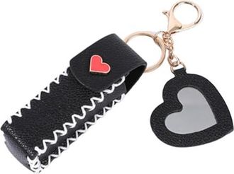 Generic Porte-cl&eacute;s avec support pour rouge &agrave; l&egrave;vres pour femme, support portable pour baume &agrave; l&egrave;vres en cuir PU | Sac imperm&eacute;able pour rouge &agrave; l&egrave;vres avec con