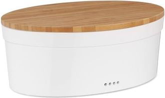 KELA Keramik Brotkasten mit Lüftungslöcher 36,5x23,5x14cm, Brotbox Keramik, SALENA, Brottopf weiß