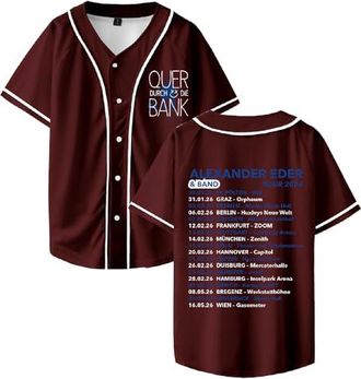 Generic Alexander Eder Quer durch die Bank Tour 2026 Merch Baseball Jersey Streetwear T-shirt col en V, 01, 4XL