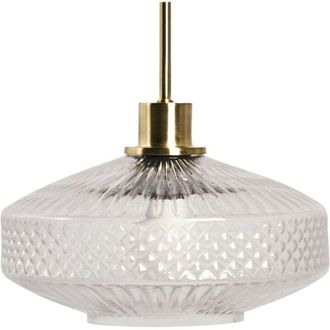 Beliani Lampe Suspendue Glamour Moderne en Crystal Base en M&eacute;tal Abat-Jour en Verre Transparent Pirris