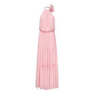 Retrof&ecirc;te Rosa Blumiges R&uuml;ckenfreies Hochgeschlossenes Kleid - - Dresses - Damen - Rosa - M