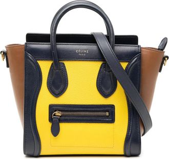 Celine Hobo Bags - Nano Tricolor Leather Luggage Tote - Gr. unisize - in Gelb - f&uuml;r Damen