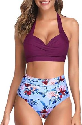Generic Ensemble bikini sexy et &eacute;l&eacute;gant pour femme - Deux pi&egrave;ces - Col en V - Triangle - Push Up - Bikini de plage - Maillot de bain ventre plat - Haut de bik