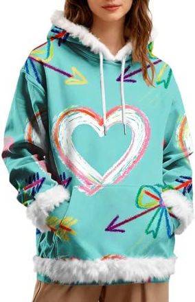 Generic Sweat à capuche dhiver moelleux à col en peluche pour femme - Sweat à capuche décontracté et chaud à manches longues avec poches - Bordure blanche, Mr