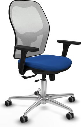 Piqueras y Crespo B&uuml;rostuhl mit 3D-Armlehnen, h&ouml;henverstellbare Lendenwirbelst&uuml;tze, ausgestattet mit Syncro/Translack und Schaumstoff, Rollen 65 mm, Parkett, Wei&szlig;/Blau