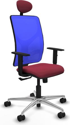 Piqueras y Crespo B&uuml;rostuhl mit hoher R&uuml;ckenlehne, mit 1D-Armlehnen, h&ouml;henverstellbarer Lendenwirbelst&uuml;tze und festem Kopfteil, ausgestattet mit 3 Positionen, Blau/Kast