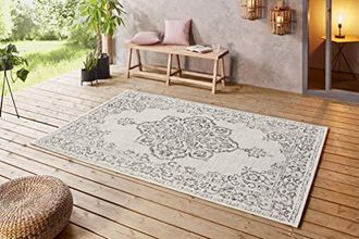 Hanse Home NORTHRUGS In- und Outdoor Teppich 240x340 cm Wetterfest Orientalisch Vintage-Design mit Medallion Teppich Terrassenteppich Balkonteppich KüchenTeppich