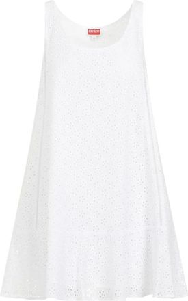 Kenzo Femme, Robes, Blanc, Taille: 36 FR Eyelet Tiered Mini Dress