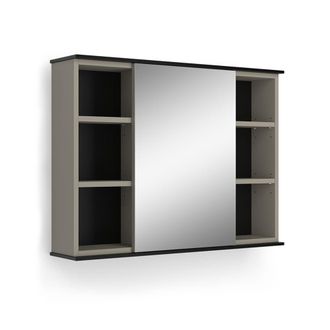 Vicco Badspiegelschrank Greige Joli 80x60x17 cm - Badezimmerschrank mit Spiegel, Praktische Ablage für Handtücher, Putzmittel & Pflegeprodukte