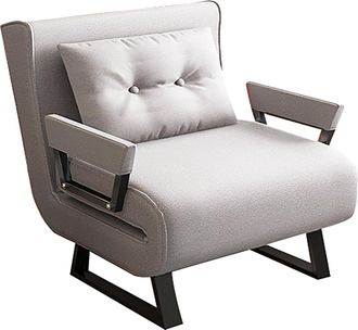 Generic Schlafsofa mit Chaiselongue mit Metallrahmen, 6-fach verstellbare R&uuml;ckenlehne, klappbares Schlafsofa f&uuml;r Balkon, B&uuml;ro, Schlafzimmer, Khaki (185 x 80 x
