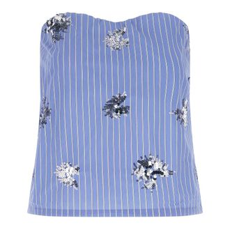 Le Twins LE Twins, Femme, Tops, Bleu, Taille: 38 FR Aura Striped Cotton Poplin Top