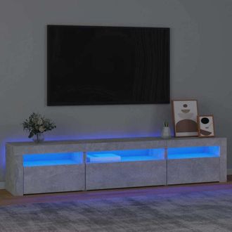 vidaXL Meuble tv avec lumi&egrave;res led Gris b&eacute;ton 195x35x40 cm