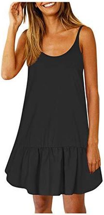 Generic Robes boh&egrave;me 2026 pour femmes, style boh&egrave;me floral, ethnique, balan&ccedil;oire de plage, robe de style court pour femmes, Noir, S