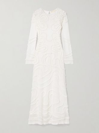 Ulla Johnson Valentina Midikleid Aus Pointelle-strick Mit Applikationen - Elfenbein