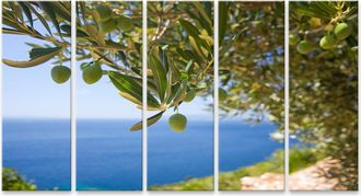 Islandburner Bild auf Leinwand ein Olivenbaum auf dem Meeresgrund Wandbild Leinwandbild Kunstdruck Poster 170x80cm - 5 Teile XXL
